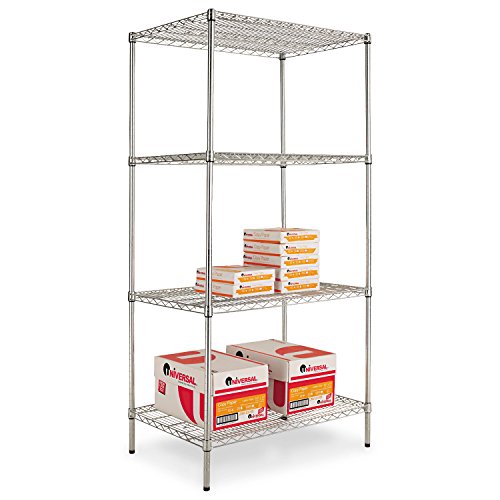 Alera SW503624SR Industrial Heavy Duty Wire Shelving Starter Kit, 4-Shelf, 36w X 24d X 72h,Silver