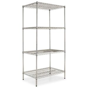 Alera SW503624SR Industrial Heavy Duty Wire Shelving Starter Kit, 4-Shelf, 36w X 24d X 72h,Silver