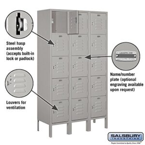 Salsbury Industries 65352GY-U Five Tier Box Style 36-Inch Wide 5-Feet High 12-Inch Deep Unassembled Standard Metal Locker, Gray