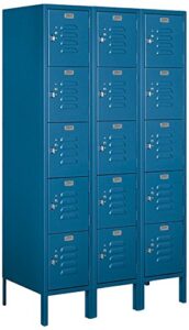 salsbury industries 65358bl-u five tier box style 36-inch wide 5-feet high 18-inch deep unassembled standard metal locker, blue