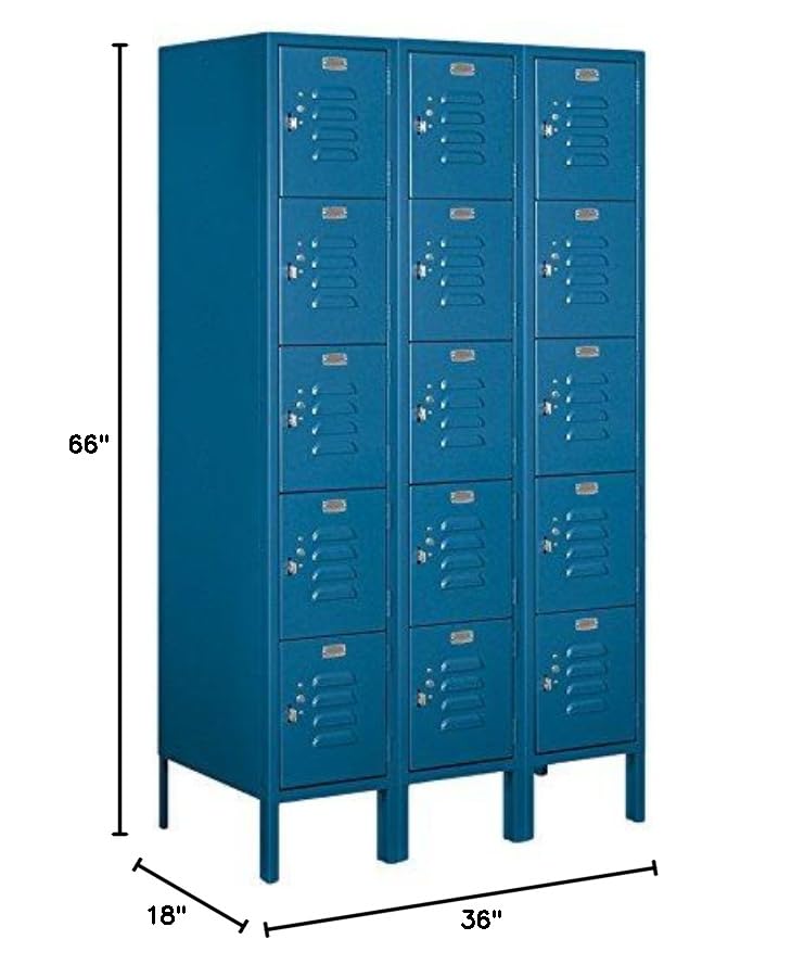 Salsbury Industries 65358BL-U Five Tier Box Style 36-Inch Wide 5-Feet High 18-Inch Deep Unassembled Standard Metal Locker, Blue