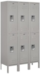 salsbury industries 62352gy-u unassembled standard metal locker with double tier, gray