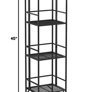 Convenience Concepts Xtra Storage 4 Tier Folding Metal Shelf, Black