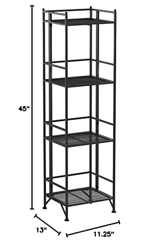 Convenience Concepts Xtra Storage 4 Tier Folding Metal Shelf, Black