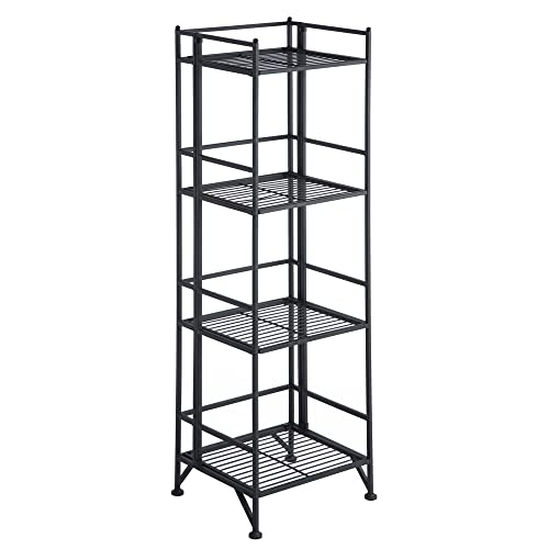 Convenience Concepts Xtra Storage 4 Tier Folding Metal Shelf, Black