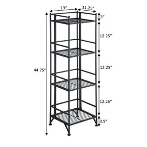 Convenience Concepts Xtra Storage 4 Tier Folding Metal Shelf, Black