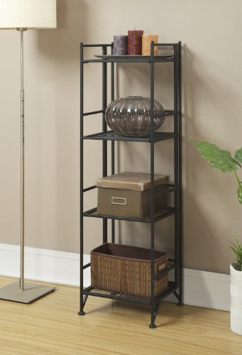 Convenience Concepts Xtra Storage 4 Tier Folding Metal Shelf, Black