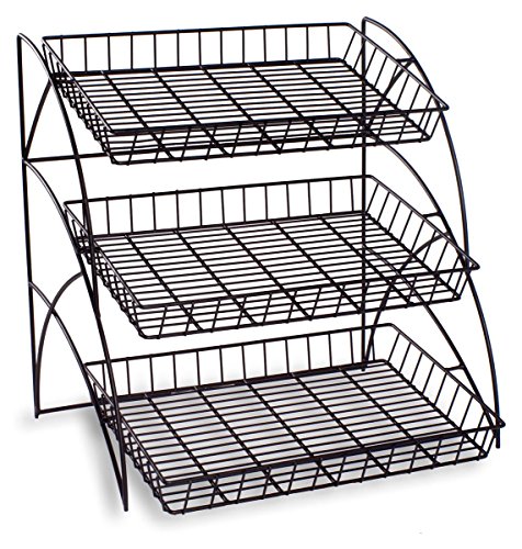 3-Tiered Wire Shelving Display Rack for Tabletop Use - Black