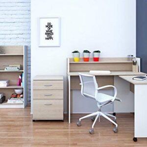 3-Drawer Mobile Filing Cabinet from Nexera, Natural Maple