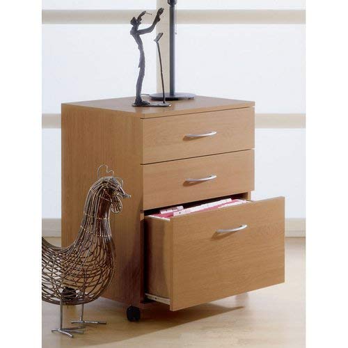 3-Drawer Mobile Filing Cabinet from Nexera, Natural Maple