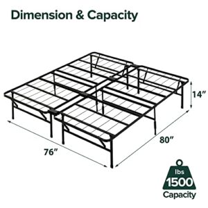 ZINUS SmartBase Tool-Free Assembly Mattress Foundation / 14 Inch Metal Platform Bed Frame / No Box Spring Needed / Sturdy Steel Frame / Underbed Storage, King