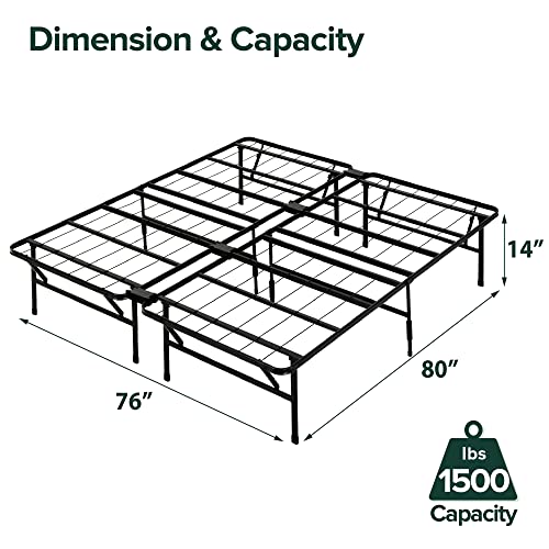 ZINUS SmartBase Tool-Free Assembly Mattress Foundation / 14 Inch Metal Platform Bed Frame / No Box Spring Needed / Sturdy Steel Frame / Underbed Storage, King