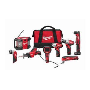 milwaukee 2495-28 m12 combo 8 tool kit w/2 cmpt bat, 1 xc bat