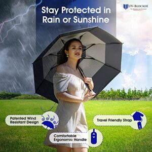 UV-Blocker Travel Sun Protection UV Umbrella Auto Open Double Vented Canopy Windproof Sun Umbrella UV Protection 55+ UPF