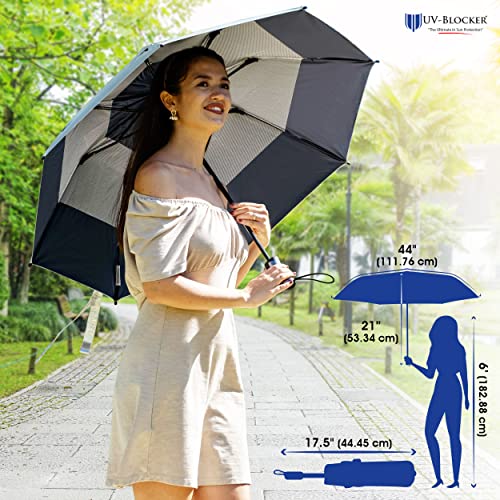 UV-Blocker Travel Sun Protection UV Umbrella Auto Open Double Vented Canopy Windproof Sun Umbrella UV Protection 55+ UPF