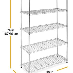 Whitmor Supreme 5 Tier Adjustable Shelving - 500 Pound Weight Capacity Per Shelf - Leveling Feet