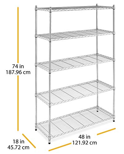 Whitmor Supreme 5 Tier Adjustable Shelving - 500 Pound Weight Capacity Per Shelf - Leveling Feet