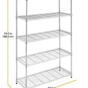 Whitmor Supreme 5 Tier Adjustable Shelving - 500 Pound Weight Capacity Per Shelf - Leveling Feet