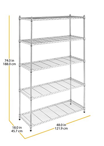 Whitmor Supreme 5 Tier Adjustable Shelving - 500 Pound Weight Capacity Per Shelf - Leveling Feet