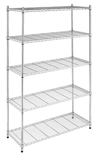 Whitmor Supreme 5 Tier Adjustable Shelving - 500 Pound Weight Capacity Per Shelf - Leveling Feet