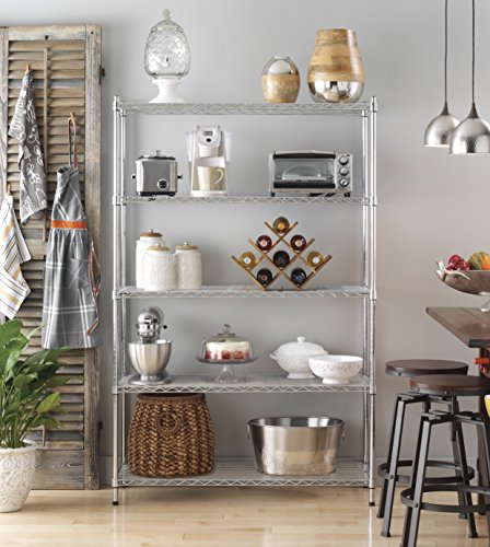 Whitmor Supreme 5 Tier Adjustable Shelving - 500 Pound Weight Capacity Per Shelf - Leveling Feet