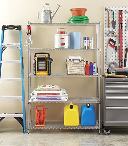 Whitmor Supreme 5 Tier Adjustable Shelving - 500 Pound Weight Capacity Per Shelf - Leveling Feet