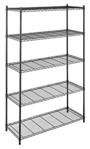 whitmor supreme tier shelving 5 adjustable shelving-500 pound weight capacity per shelf-leveling feet, 18" x 48" x 74", black