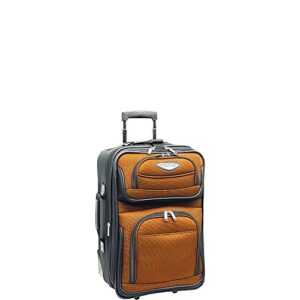 travel select amsterdam softside expandable rolling luggage, tsa-approved, lightweight, orange, carry-on 21-inch