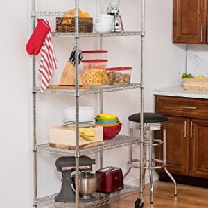 TRINITY EcoStorage 5-Tier NSF Wire Shelving Rack with Wheels, 36 by 18 by 72-Inch, Chrome