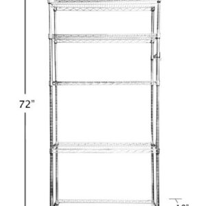 TRINITY EcoStorage 5-Tier NSF Wire Shelving Rack with Wheels, 36 by 18 by 72-Inch, Chrome