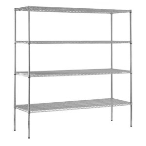 sandusky ws722474-c chrome steel heavy duty adjustable wire shelving, 2400 lbs capacity, 72" width x 74" height x 24" depth, 4 shelves