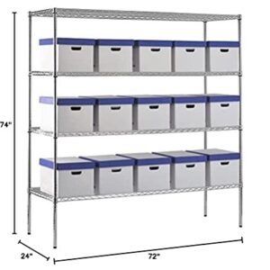 Sandusky WS722474-C Chrome Steel Heavy Duty Adjustable Wire Shelving, 2400 lbs Capacity, 72" Width x 74" Height x 24" Depth, 4 Shelves