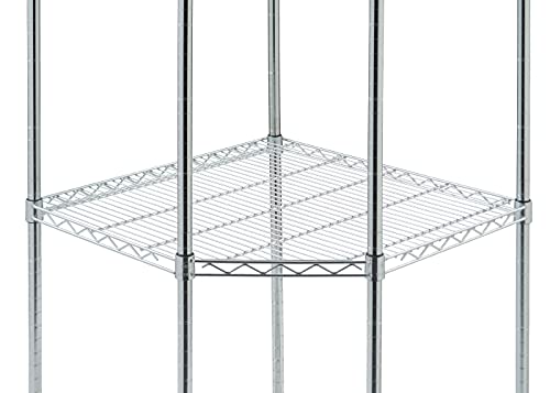 TRINITY EcoStorage 4-Tier NSF Corner Wire Shelving Rack with Wheels, 27 by 17 by 13 by 17 by 72-Inch, Chrome