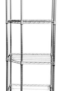 TRINITY EcoStorage 4-Tier NSF Corner Wire Shelving Rack with Wheels, 27 by 17 by 13 by 17 by 72-Inch, Chrome