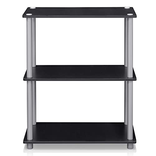 Furinno Turn-N-Tube Display Rack, 3-Tier Single, Black/Grey