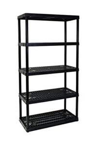 gracious living 72 inch 5 shelf heavy duty light weight garage or indoor storage unit holds up to 150 pounds with easy assembly (1 pack), black