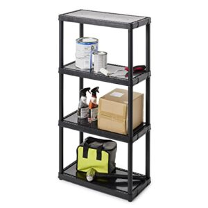 Gracious Living 4 Shelf Fixed Height Solid Light Duty Storage Unit 24 x 12 x 48" Organizer System for Home, Garage, Basement, and Laundry, Black