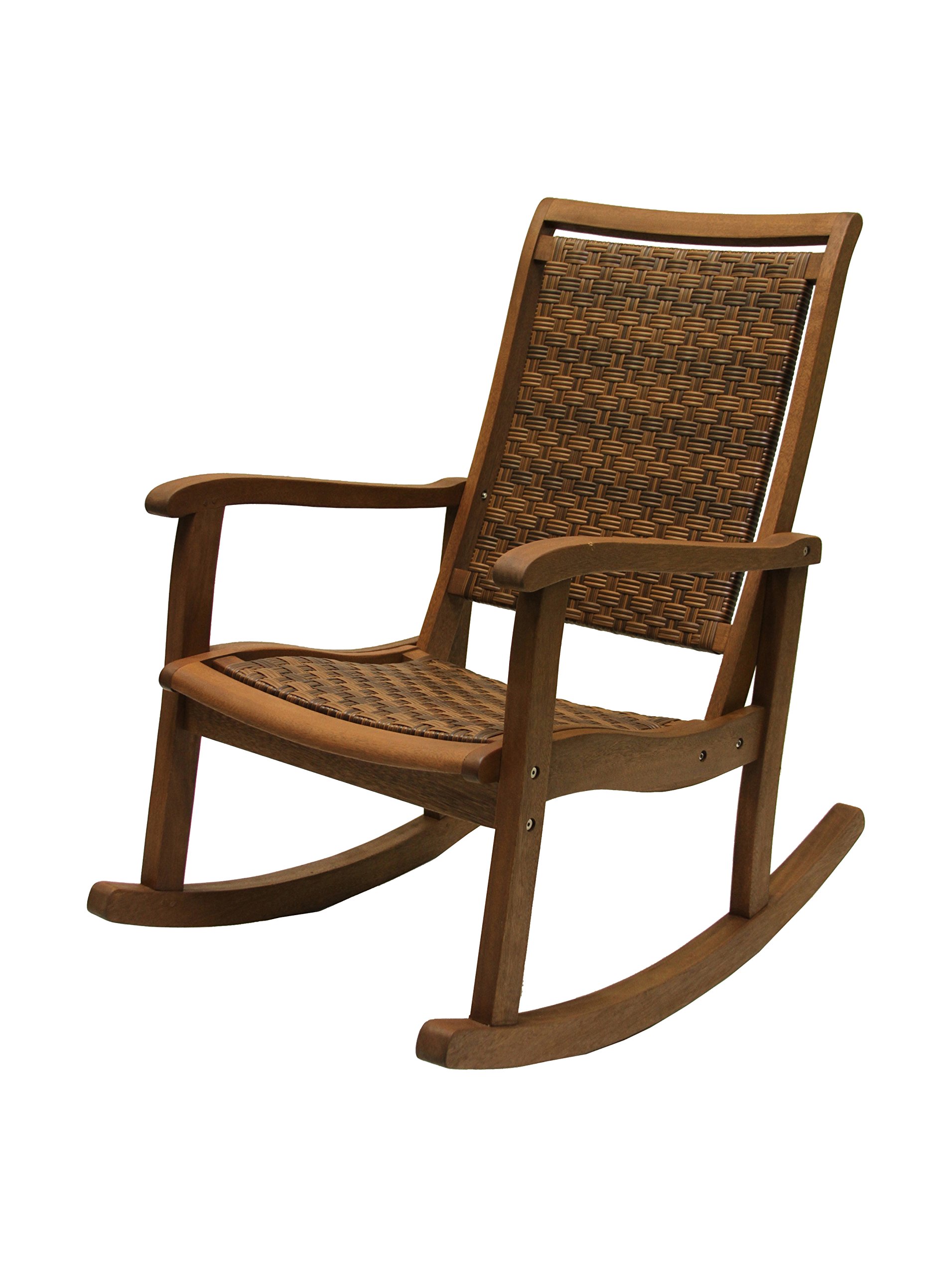 Outdoor Interiors 21095RC All Weather Wicker Mocha and Eucalyptus Rocking Chair