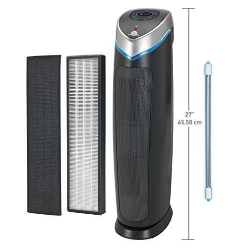 Germ Guardian Air Purifier with HEPA 13 Pet Filter, Removes 99.97% of Pollutants, Covers Large Room up to 915 Sq. Foot in 1 Hr, UV-C Light Helps Reduce Germs, Zero Ozone Verified, 28", Gray, AC5250PT