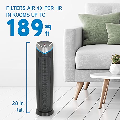 Germ Guardian Air Purifier with HEPA 13 Pet Filter, Removes 99.97% of Pollutants, Covers Large Room up to 915 Sq. Foot in 1 Hr, UV-C Light Helps Reduce Germs, Zero Ozone Verified, 28", Gray, AC5250PT