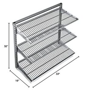 Triton Products 1795 Storability 34-Inch Length by 32-Inch Height Wall Mount Shelving Unit with 3-Wire Shelves