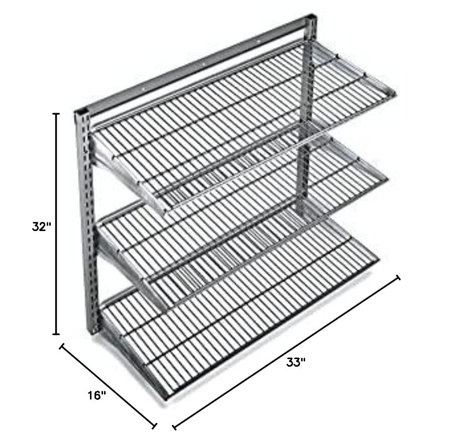 Triton Products 1795 Storability 34-Inch Length by 32-Inch Height Wall Mount Shelving Unit with 3-Wire Shelves