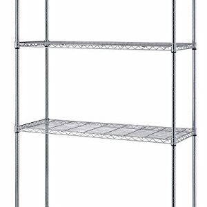 QUANTUM STORAGE SYSTEMS 4-Shelf Adjustable Wire Shelving Unit, 300 lb. Load Capacity per Shelf, 72 H x 36 W x 24 D, Chrome Finish