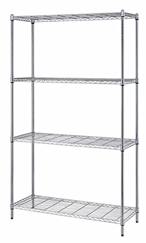 QUANTUM STORAGE SYSTEMS 4-Shelf Adjustable Wire Shelving Unit, 300 lb. Load Capacity per Shelf, 72 H x 36 W x 24 D, Chrome Finish