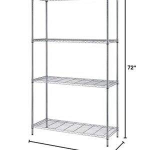 QUANTUM STORAGE SYSTEMS 4-Shelf Adjustable Wire Shelving Unit, 300 lb. Load Capacity per Shelf, 72 H x 36 W x 24 D, Chrome Finish