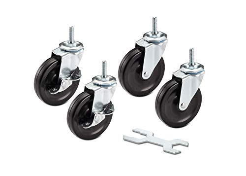 TRINITY ZSV-99-018-4010 Caster Wheels Kit for Wire Shelving, 4 x 1", Black