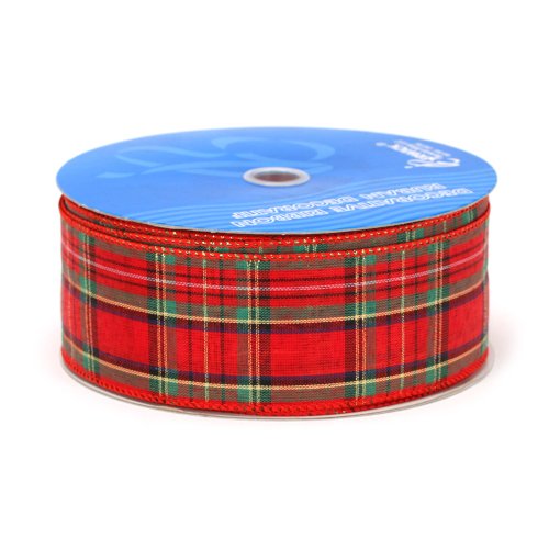 Berwick 2-1/2-Inch Wide by 50-Yard Spool Wired Edge Clarkston Craft Ribbon, Red/Green/Gold