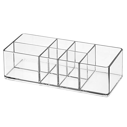 iDesign 1547 Med+ Bathroom Vanity Divided Organizer, Medication and Bathroom Accessory Organization, 7.1" x 3.1" x 5.1", Clear