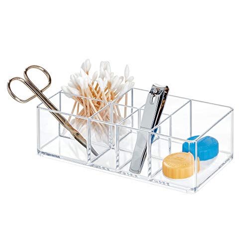 iDesign 1547 Med+ Bathroom Vanity Divided Organizer, Medication and Bathroom Accessory Organization, 7.1" x 3.1" x 5.1", Clear