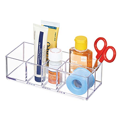 iDesign 1547 Med+ Bathroom Vanity Divided Organizer, Medication and Bathroom Accessory Organization, 7.1" x 3.1" x 5.1", Clear